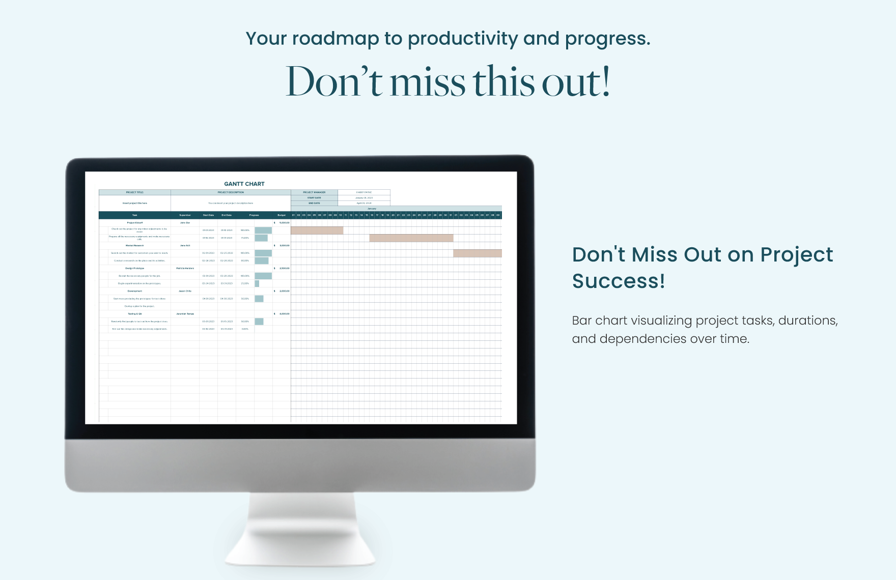 Free Gantt Chart Template - Download in Excel, Google Sheets | Template.net