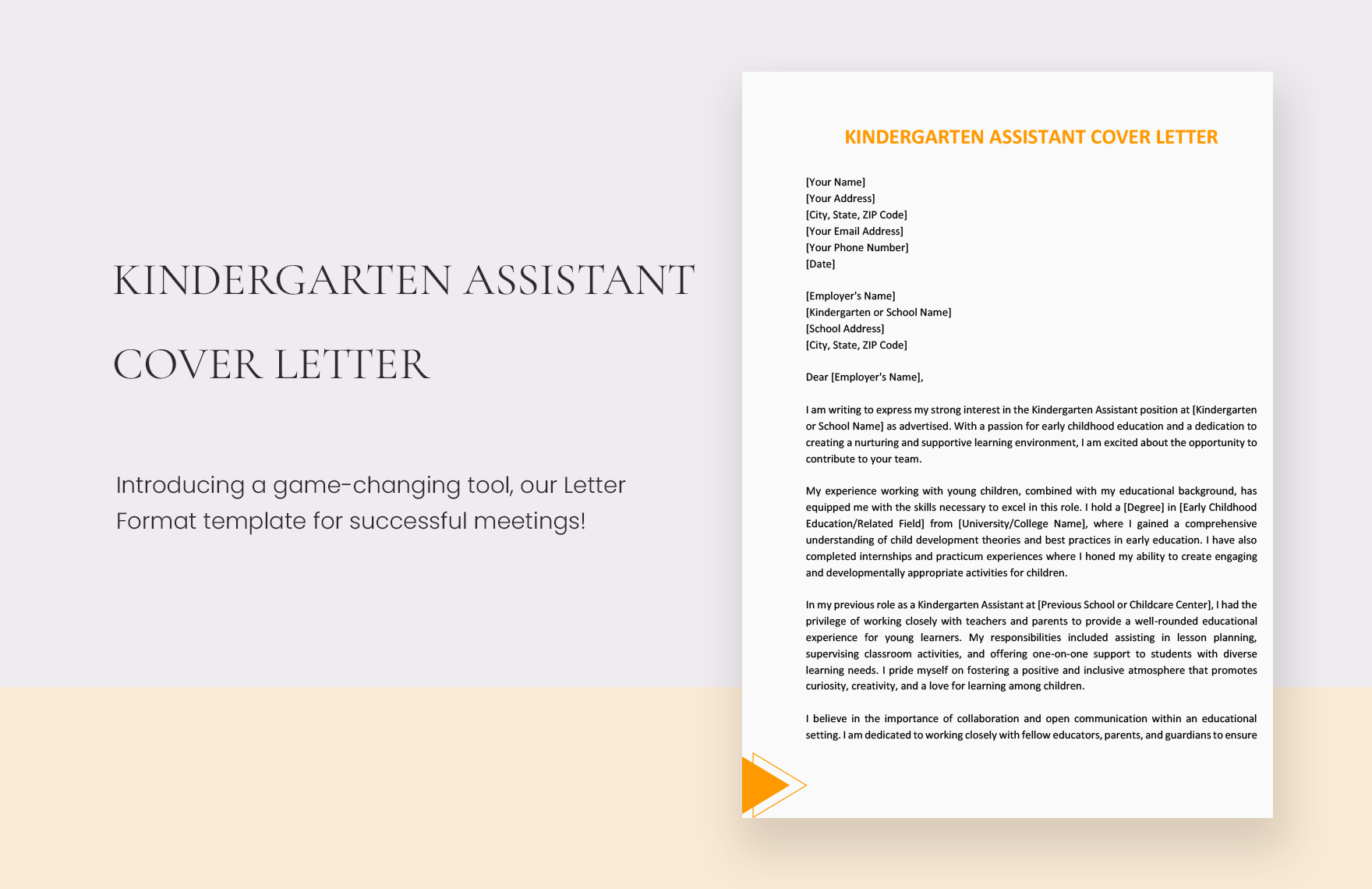 Kindergarten Assistant Cover Letter In Word PDF Google Docs Kindergarten Assistant Cover Letter In Word PDF Google Docs