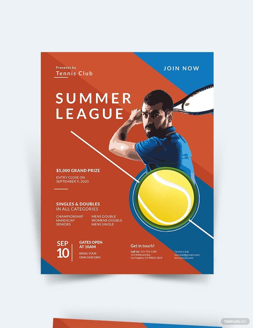 Tennis Flyer Template Google Docs Illustrator InDesign Word Apple 