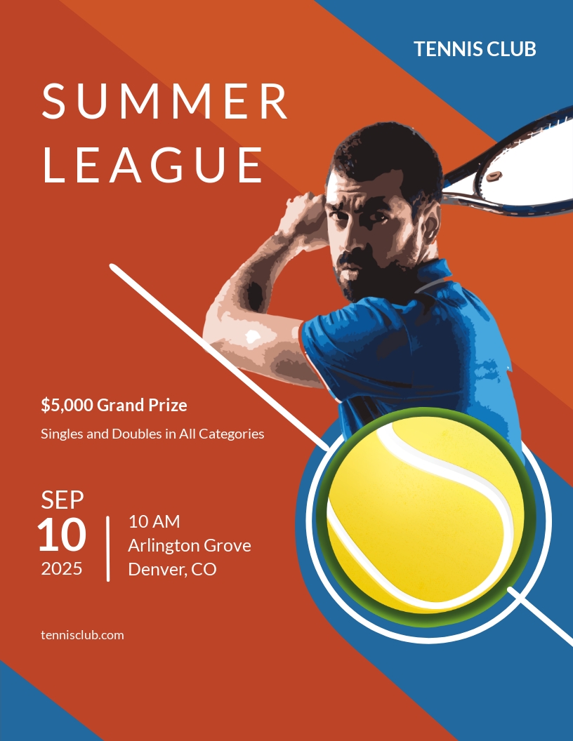 Tennis Flyer Template Free PDF Word PSD InDesign Apple Pages 