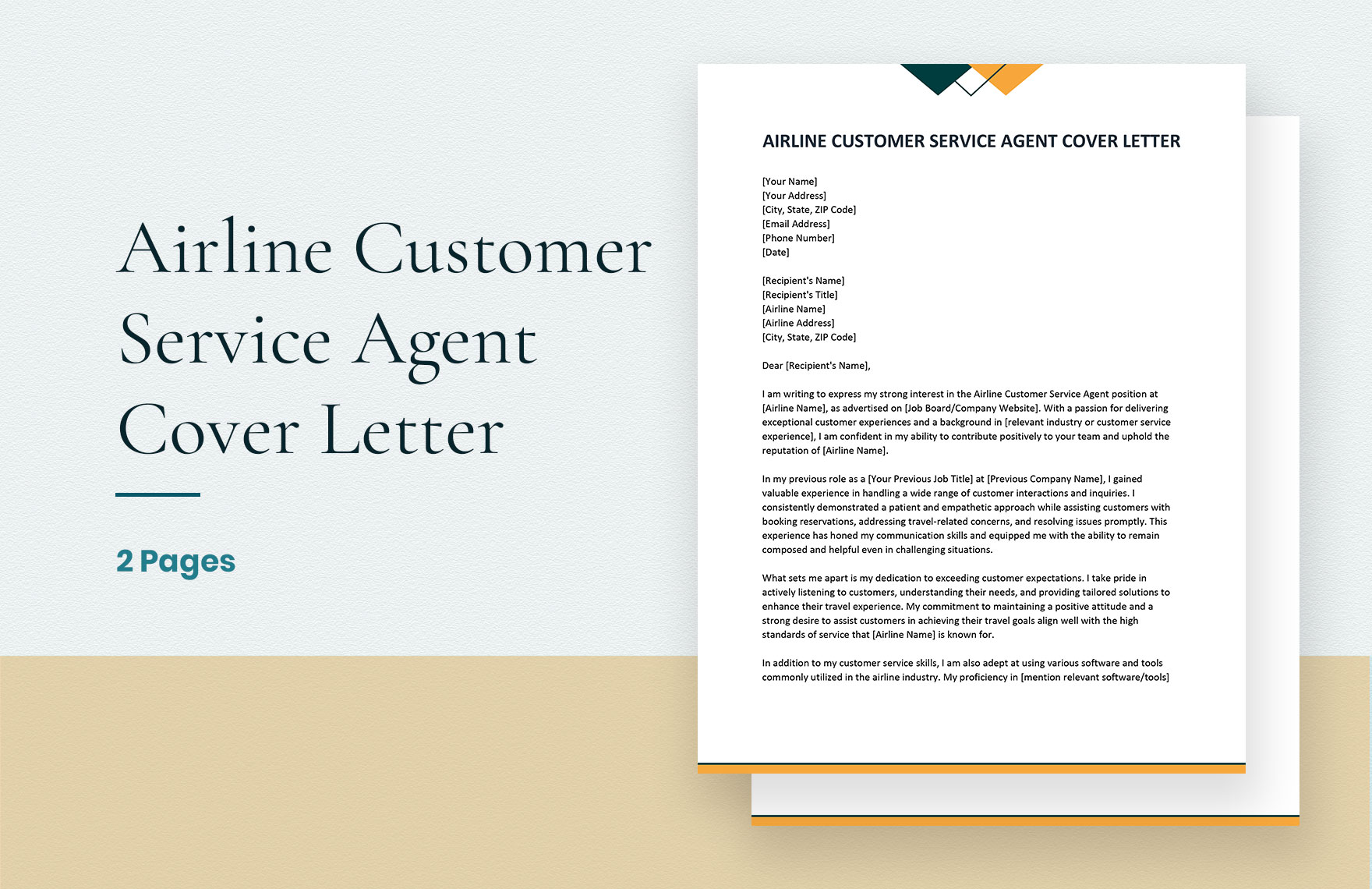 Airline Customer Service Agent Cover Letter In Word Google Docs Pages
