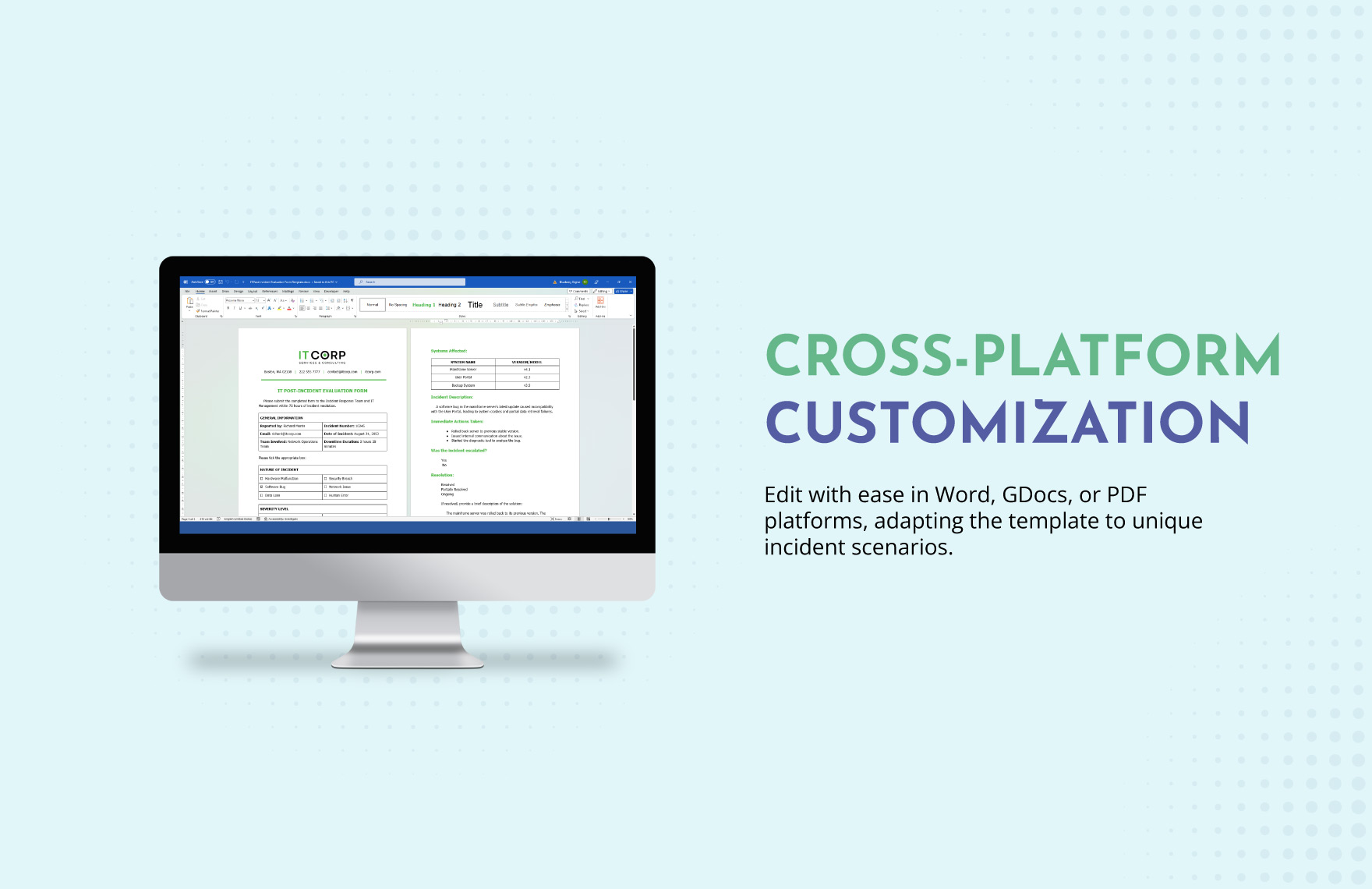 IT Post Incident Evaluation Form Template In Word PDF Google Docs IT Post Incident Evaluation Form Template In Word PDF Google Docs