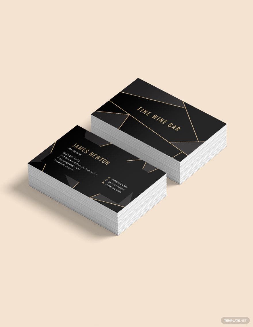 Creative Bartender Business Card Template Google Docs Illustrator 