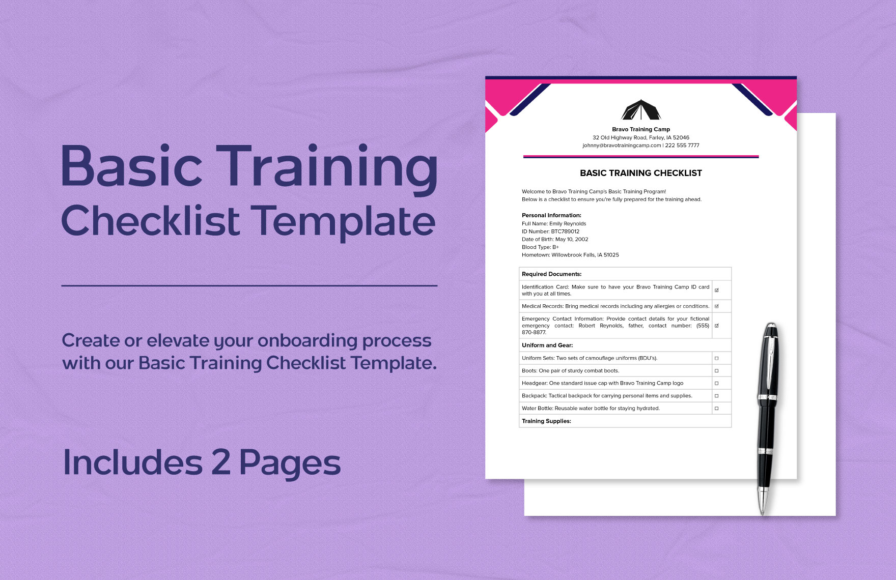 Basic Training Checklist Template Download In Word Google Docs PDF Template