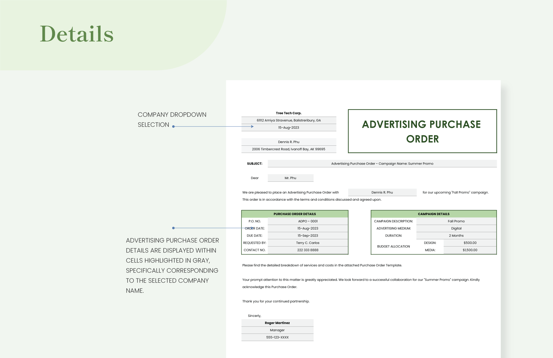 Advertising Purchase Order Template - Download in Excel, Google Sheets ...