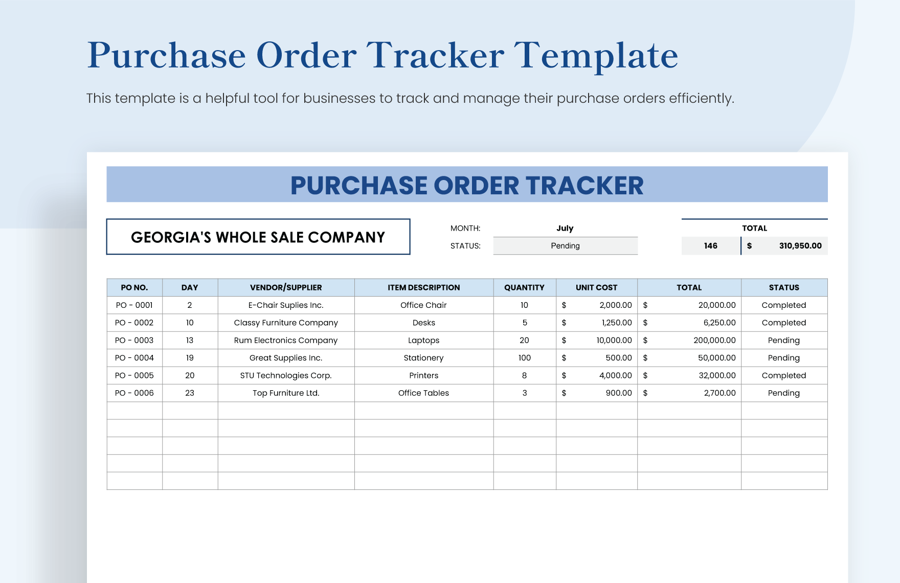 FREE Purchase Order Sheet Template Download In Excel Google Sheets