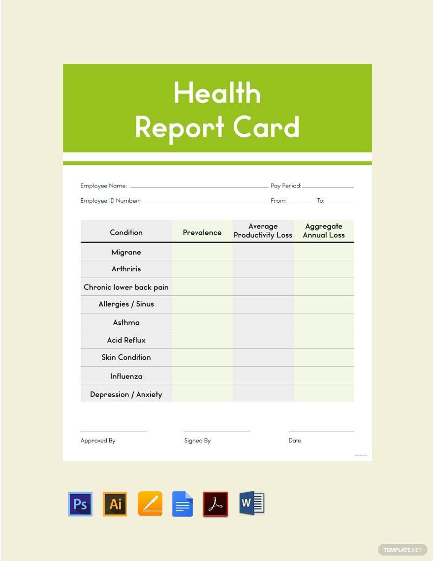 Health Report Card Template Download In Word Google Docs PDF Illustrator PSD Apple Pages 