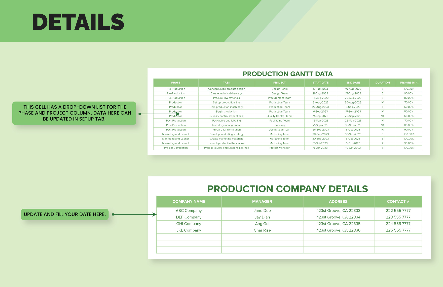 Production Gantt Chart Template - Download in Excel, Google Sheets ...