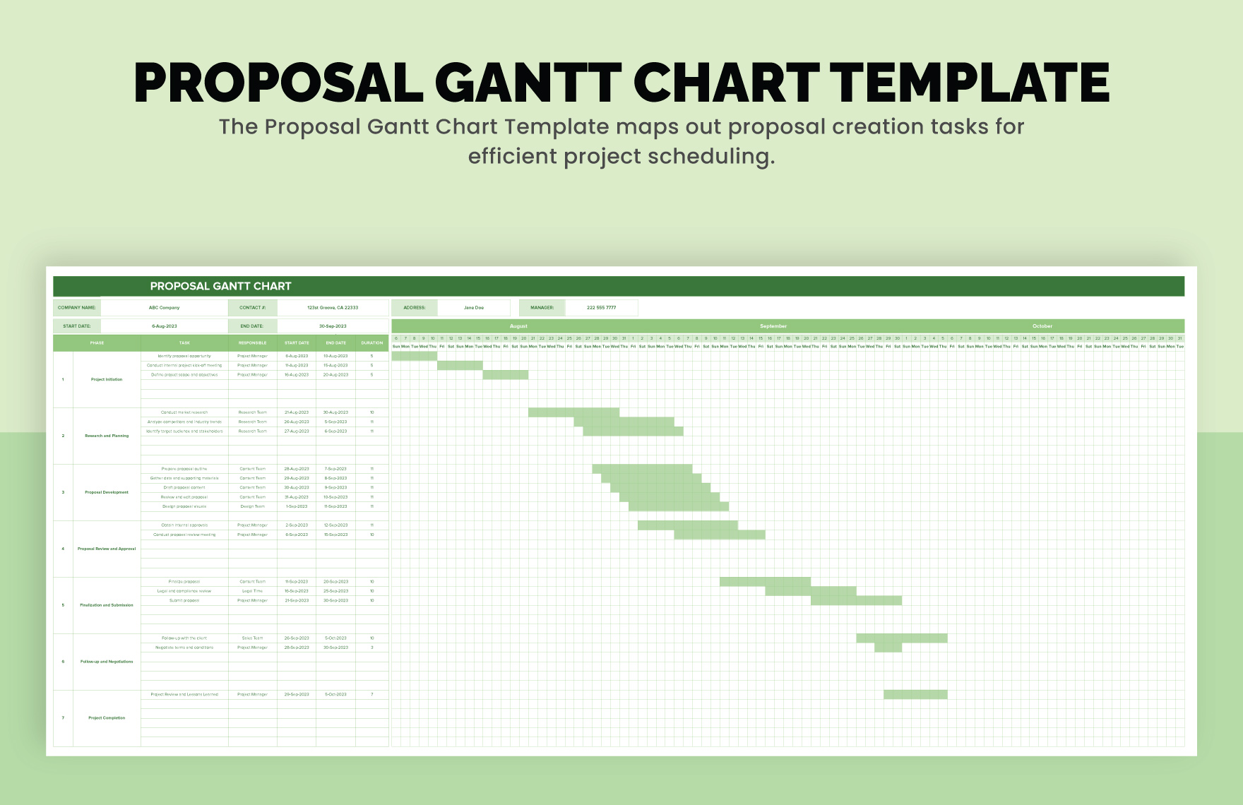 Proposal Gantt Chart Template Download In Excel Google Sheets