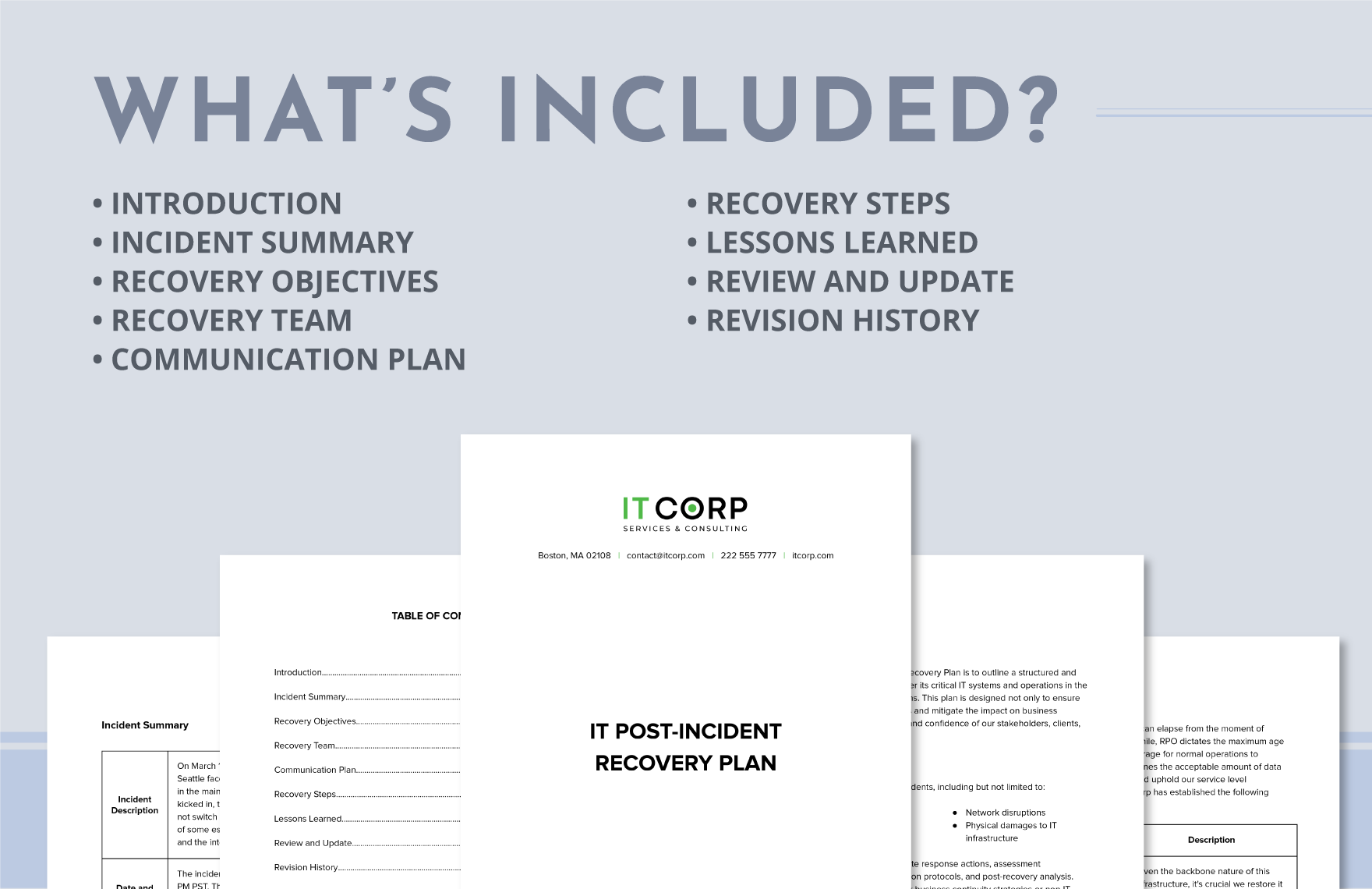 IT Post Incident Recovery Plan Template In Word PDF Google Docs