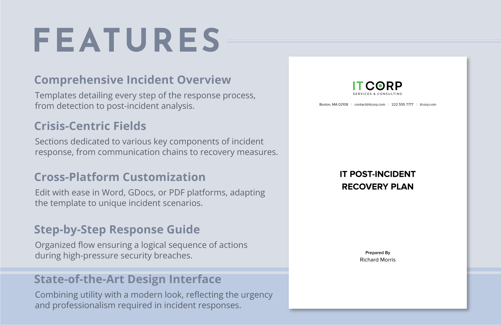 IT Post Incident Recovery Plan Template In Word PDF Google Docs