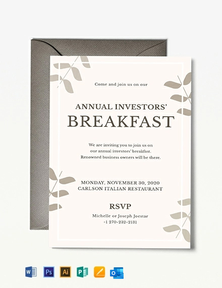 Corporate Breakfast Invitation Template - Illustrator, Word, Outlook ...