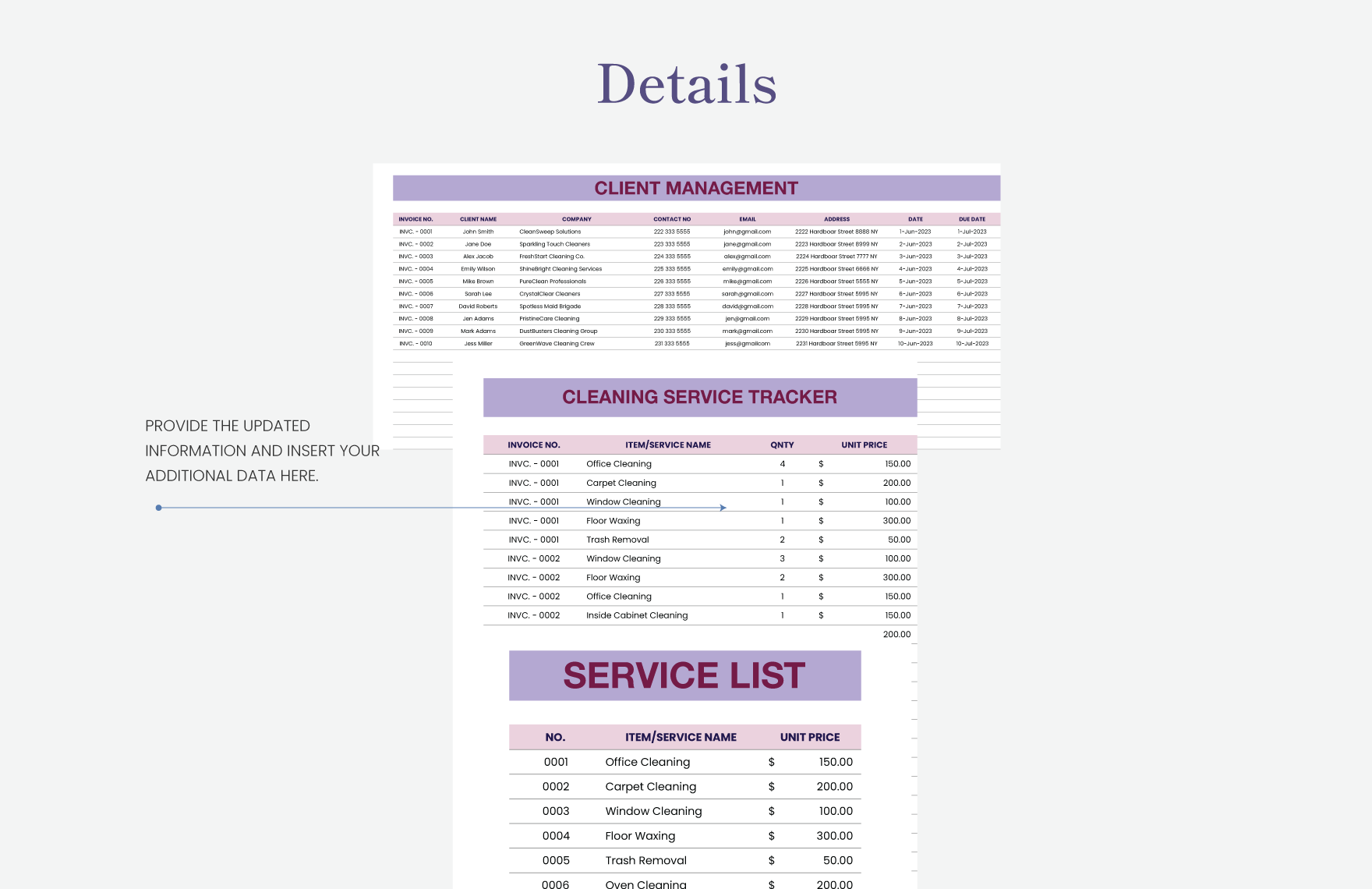 Cleaning Services Invoice Template in Excel, Google Sheets - Download ...
