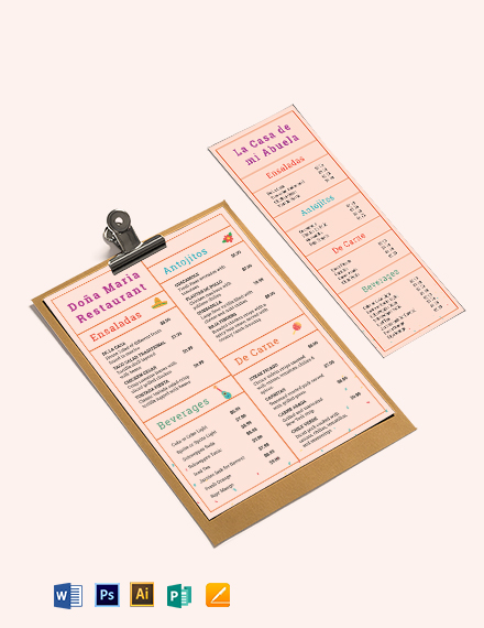 Blank Menu Template - PDF | Word | PSD | Apple Pages | Illustrator ...