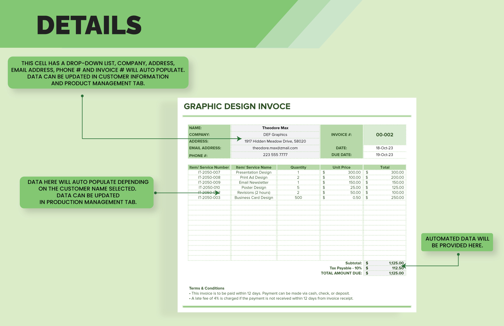 Graphic Design Invoice Template - Download in Excel, Google Sheets ...