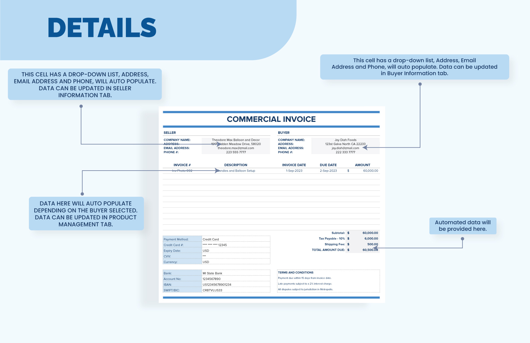 Commercial Invoice Template - Download in Excel, Google Sheets ...