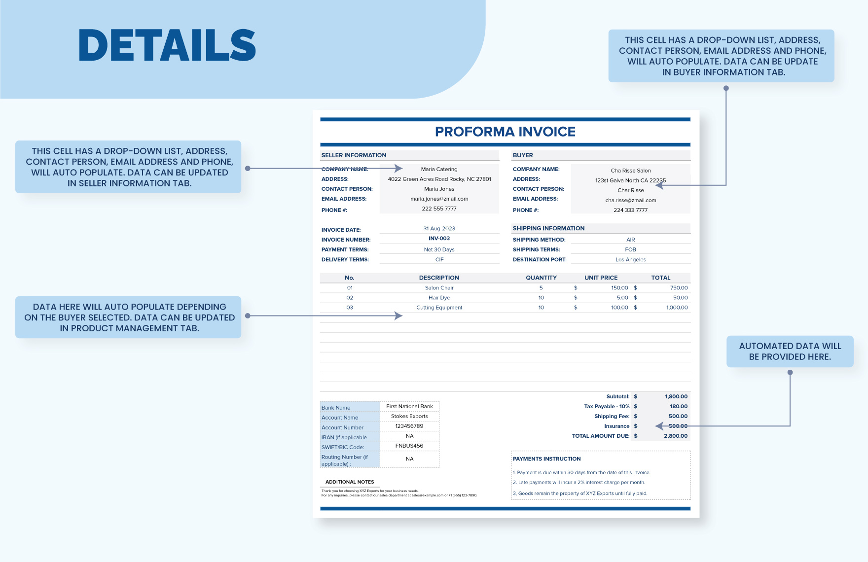 Proforma Invoice Template - Download in Excel, Google Sheets | Template.net