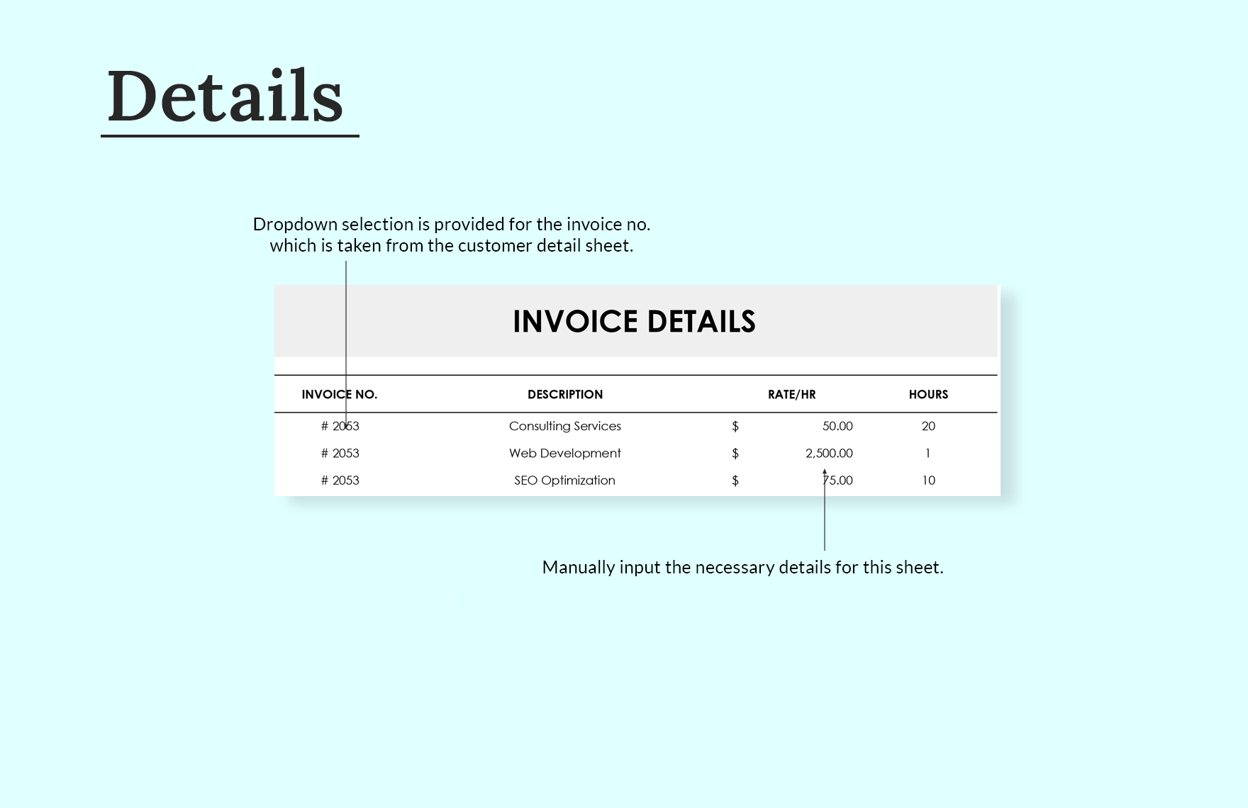 Service Invoice Template - Download in Excel, Google Sheets | Template.net