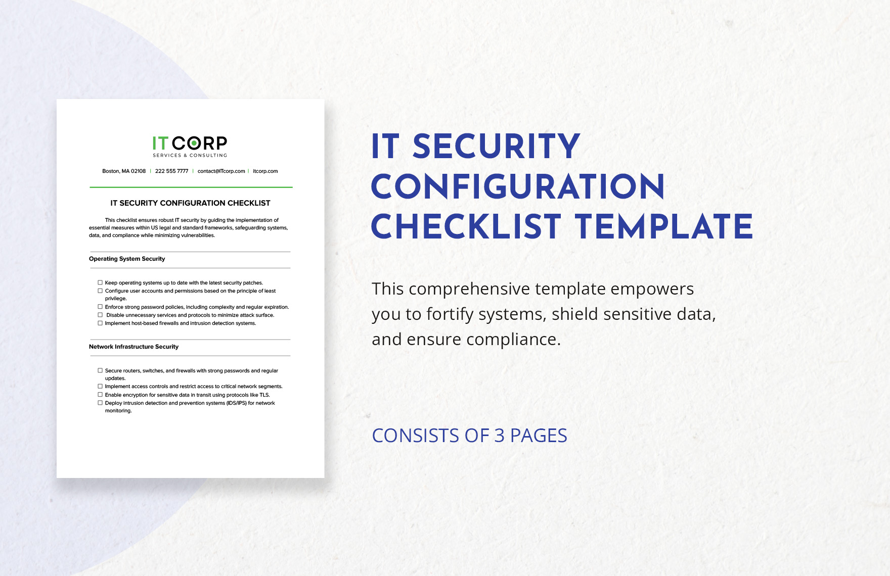IT Security Configuration Checklist Template Download In Word Google