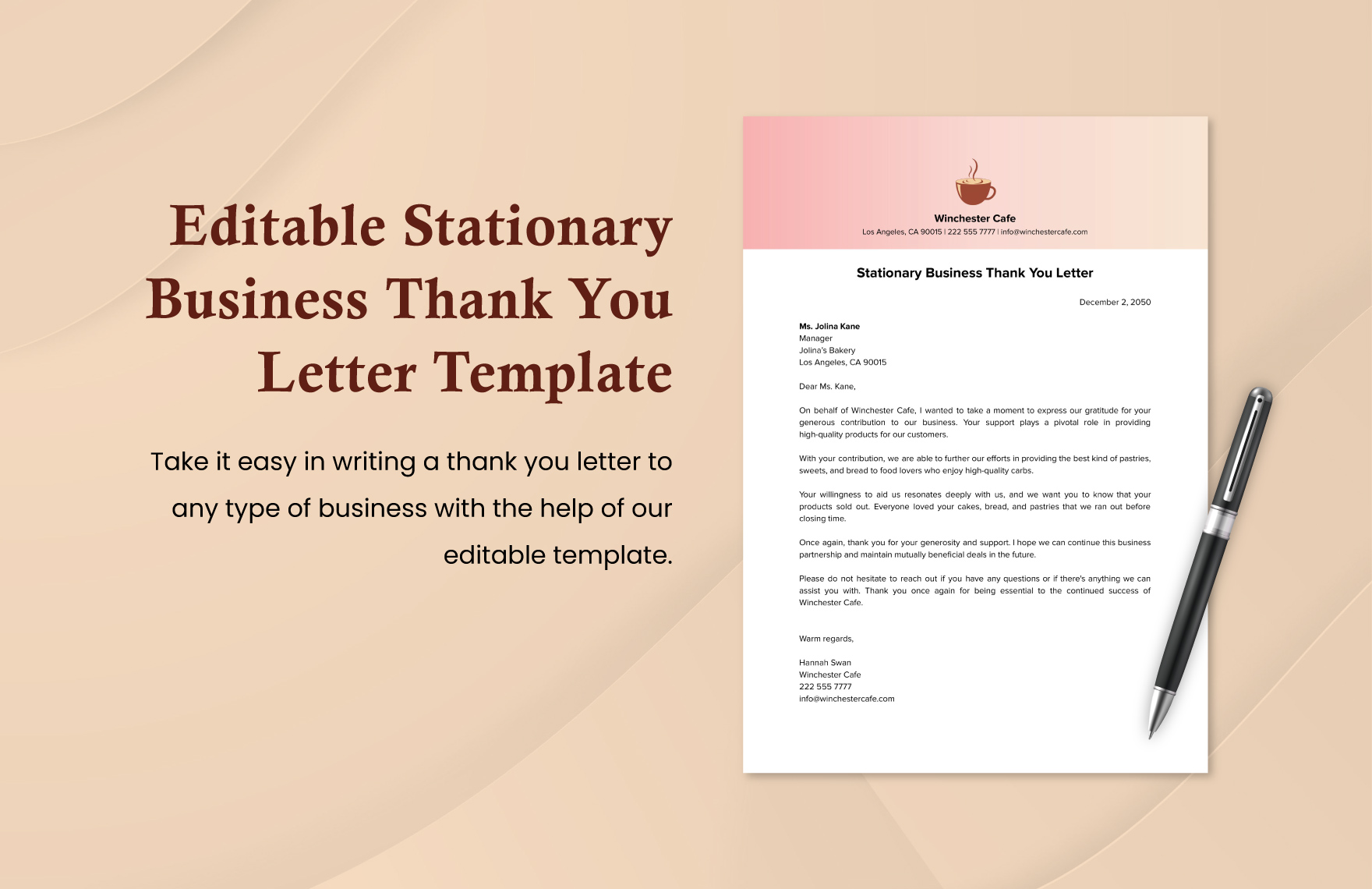 Free Business Thank You Letter For Interview Template Download In 