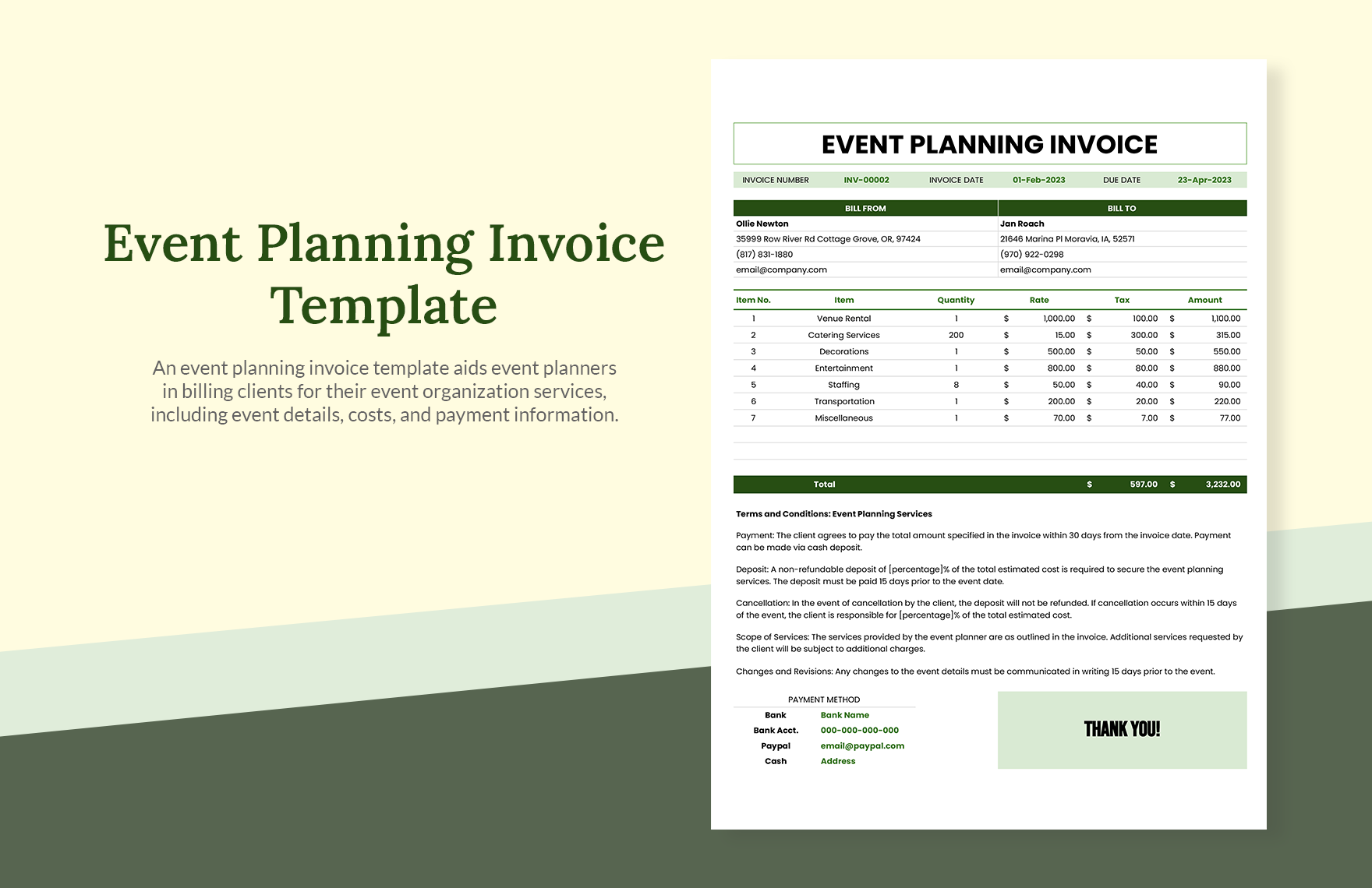 Event Planning Invoice Template Download In Excel Google Sheets Template