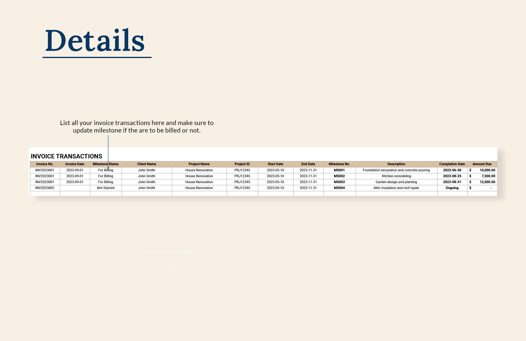 Milestone Invoice Template - Download in Excel, Google Sheets ...