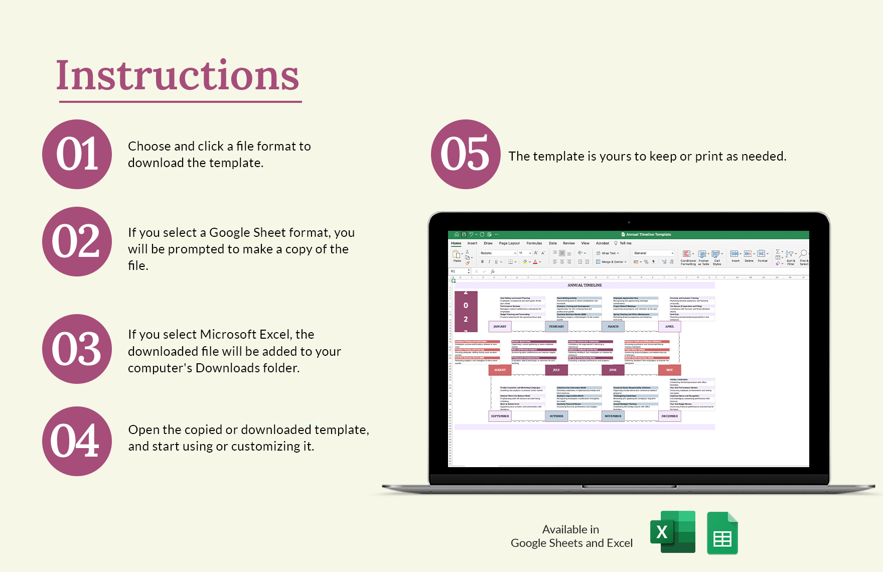 Annual Timeline Template - Download in Excel, Google Sheets | Template.net