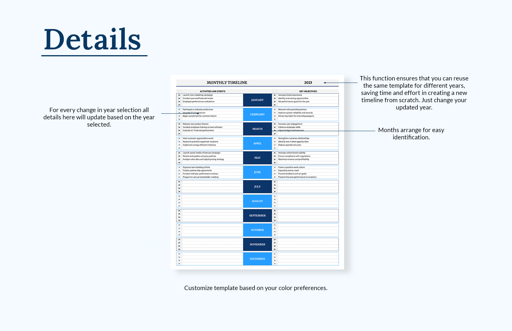 Monthly Timeline Template - Download in Excel, Google Sheets | Template.net