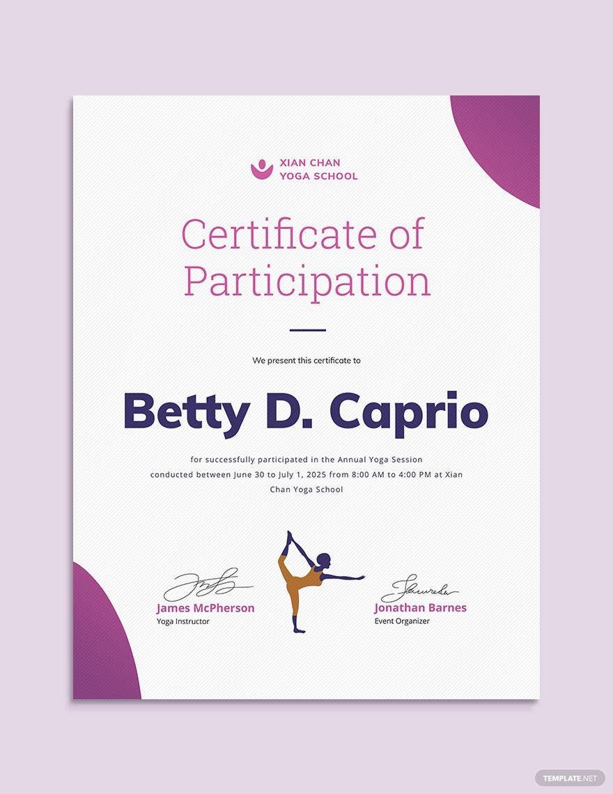 Creative Yoga Certificate Template Download In Word Google Docs 