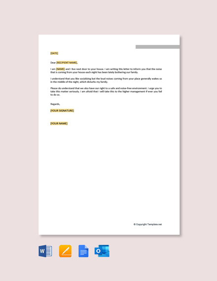 FREE Apartment Noise Complaint Letter Template - Word | Google Docs ...