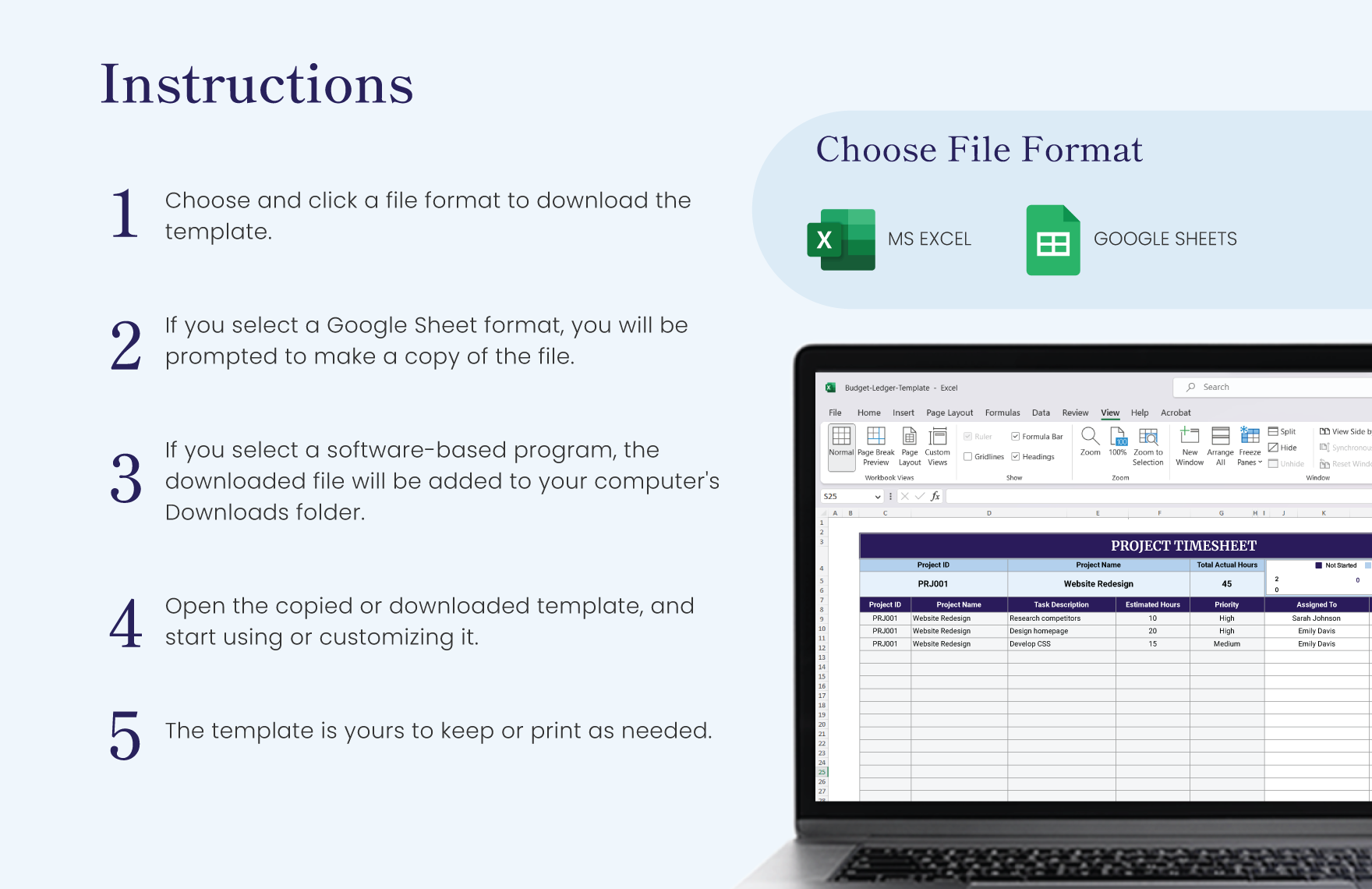 Project Timesheet Template - Download in Excel, Google Sheets ...