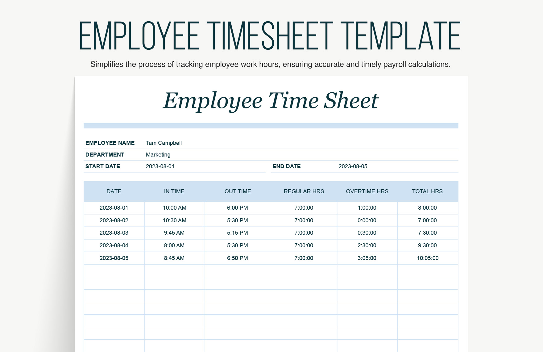 Employee Timesheet Template Download In Excel Google Sheets 