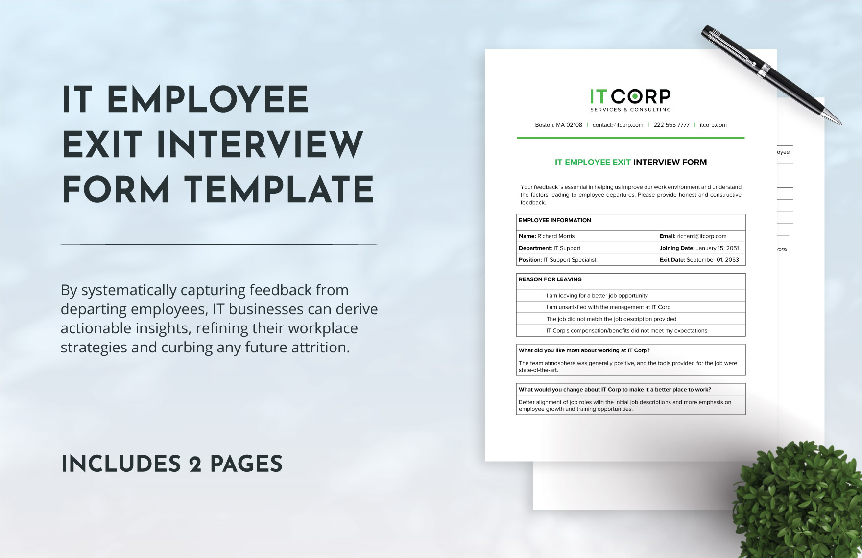 IT Employee Exit Interview Form Template Download In Word Google 