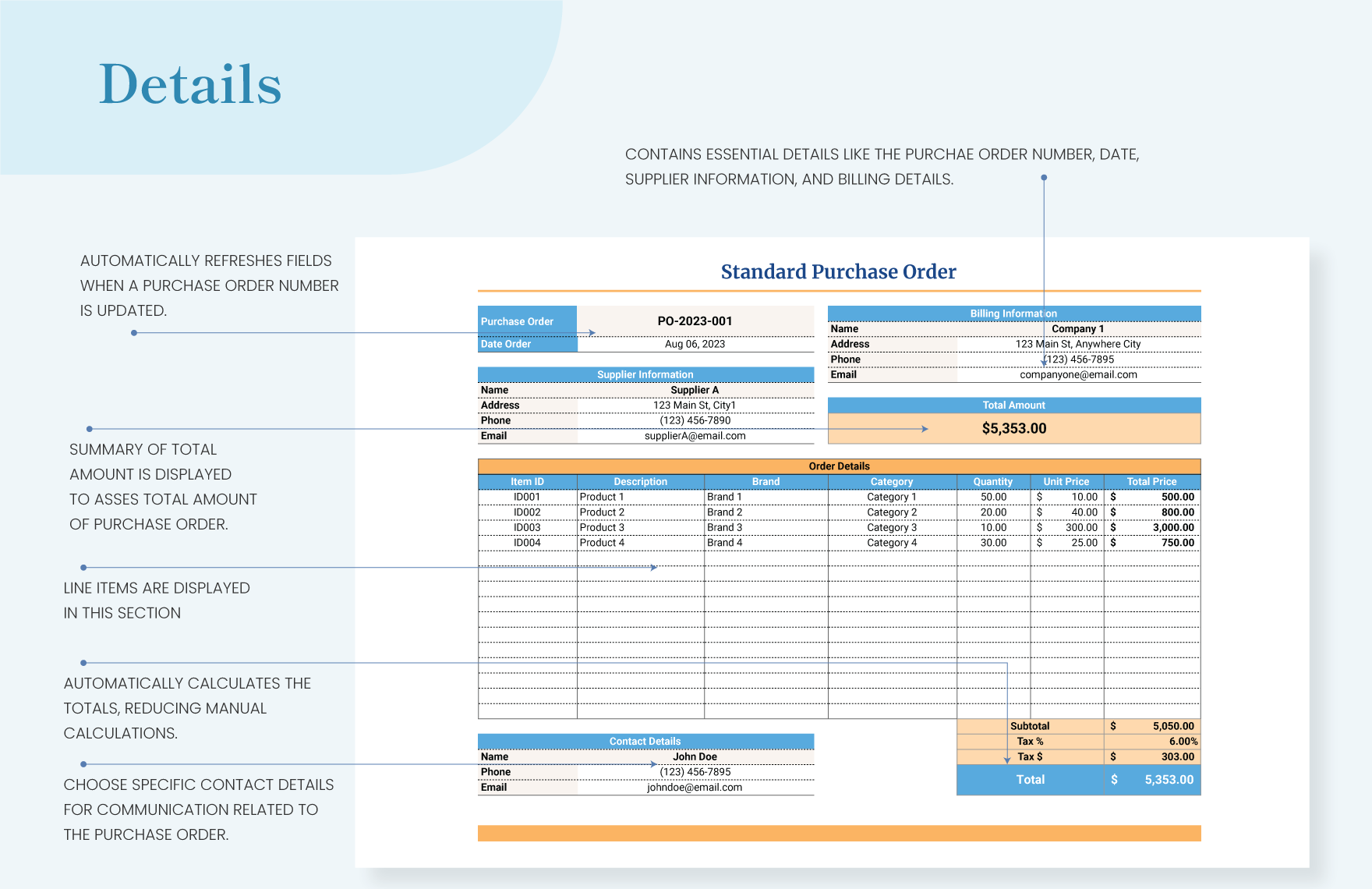 Standard Purchase Order Template - Download in Excel, Google Sheets | Template.net