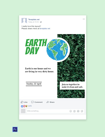 Free Earth Day Facebook Post Template