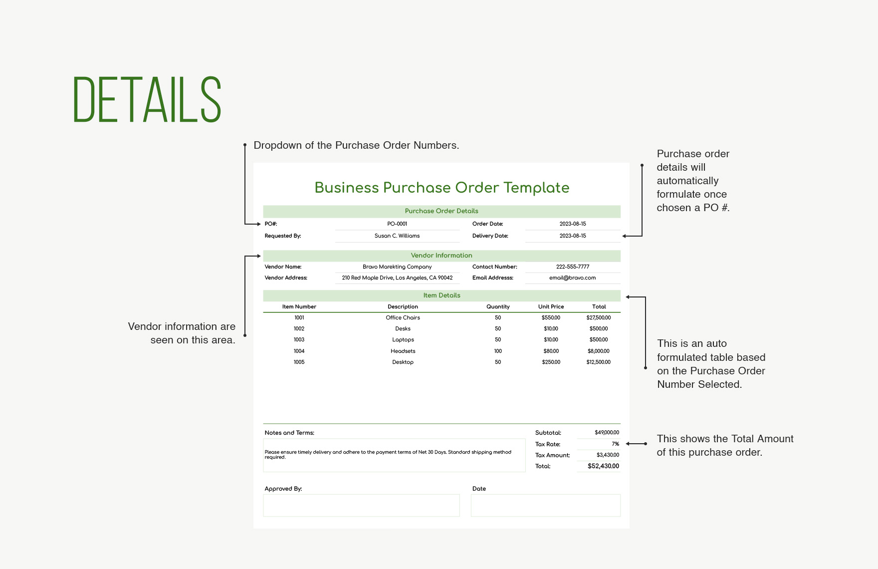 Business Purchase Order Template - Download in Excel, Google Sheets ...