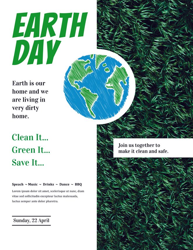 Free Earth Day Flyer Template In Adobe Photoshop Template