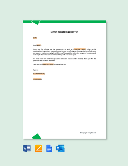 Real Estate Offer Rejection Letter Template - Word, Apple Pages ...