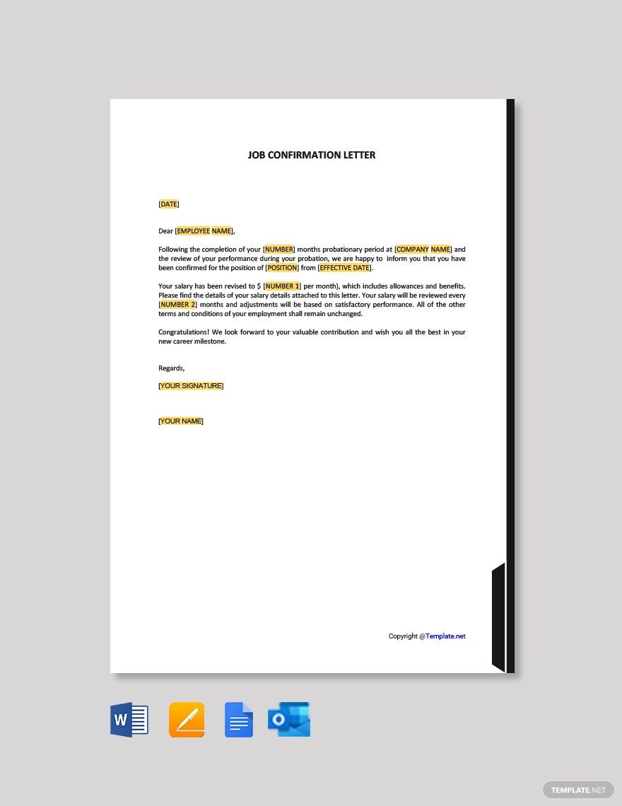 Sample Job Confirmation Letter Template Google Docs Word Template