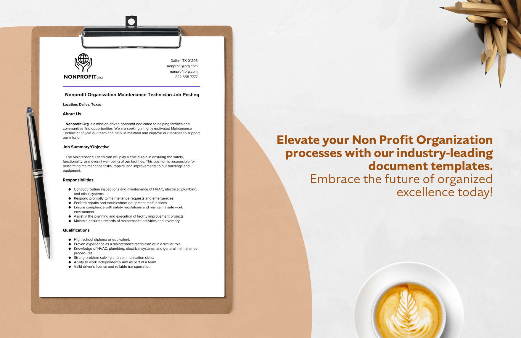 Nonprofit Organization Maintenance Technician Job Posting Template ...