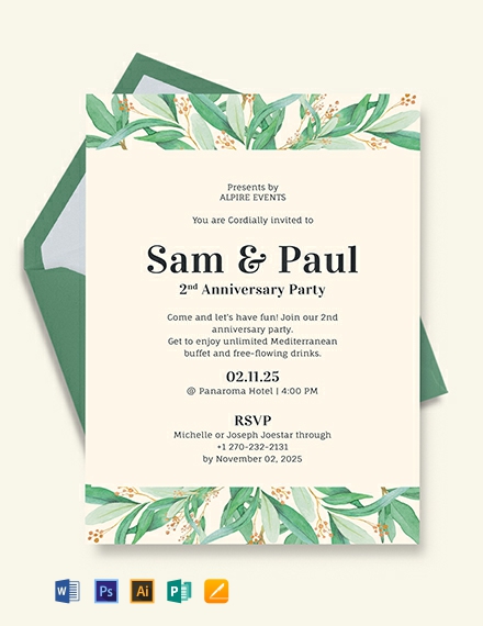 Wedding Anniversary Invitation Card Template Download 310 Invitations 