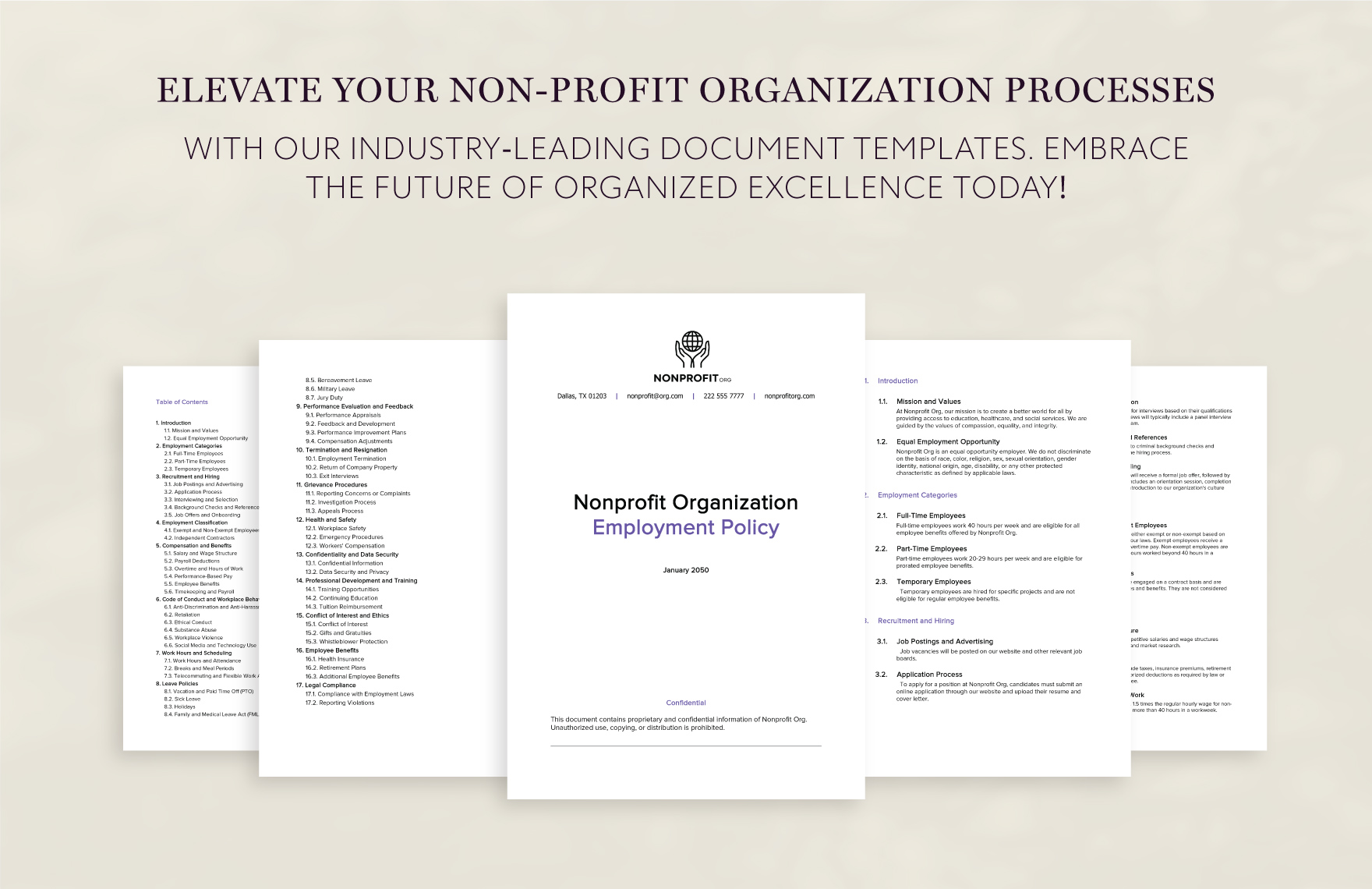 Nonprofit Organization Employment Policy Template - Download in Word ...