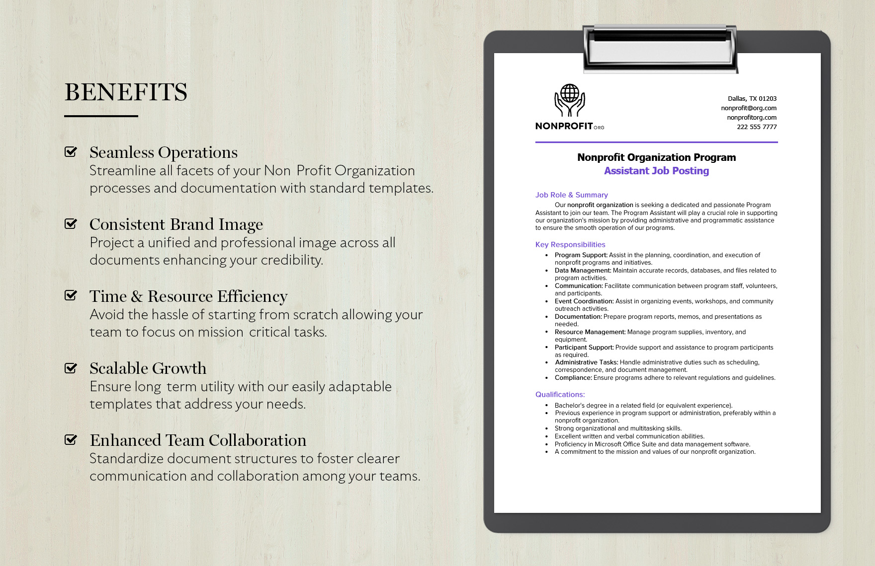 Nonprofit Organization Program Assistant Job Posting Template - Download in Word, Google Docs ...