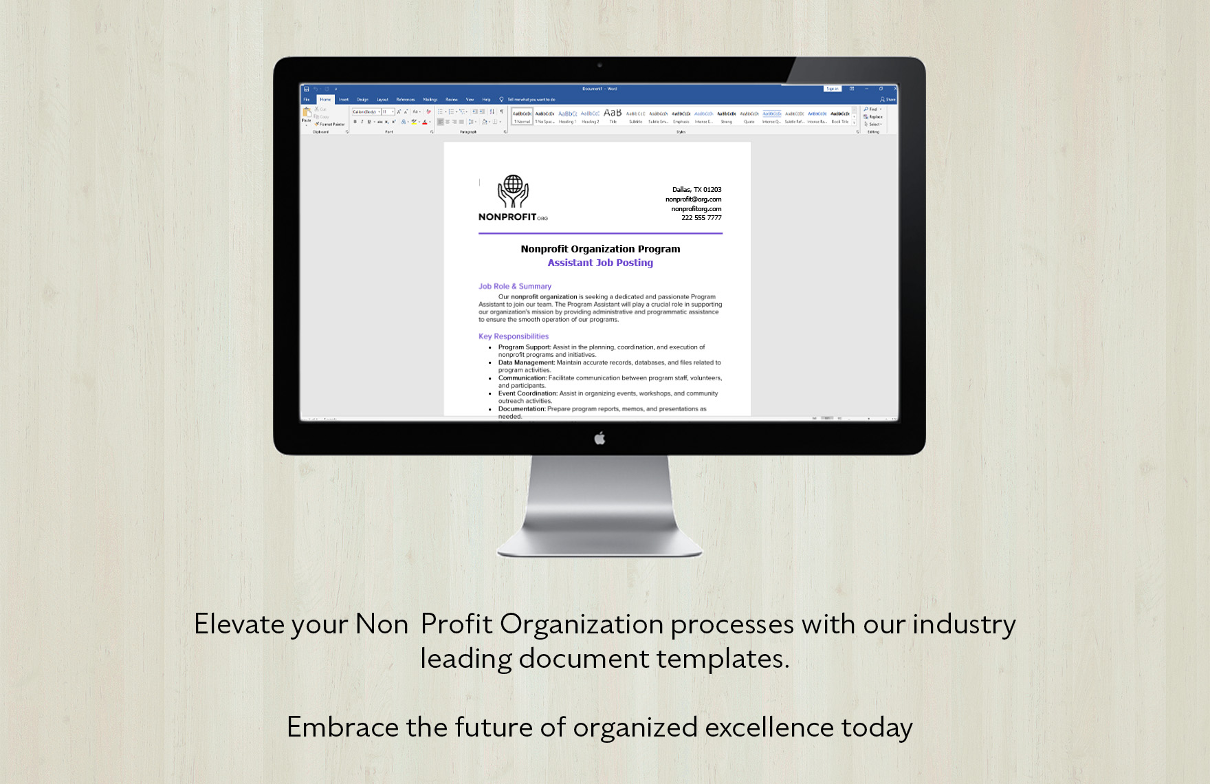 Nonprofit Organization Program Assistant Job Posting Template - Download in Word, Google Docs ...