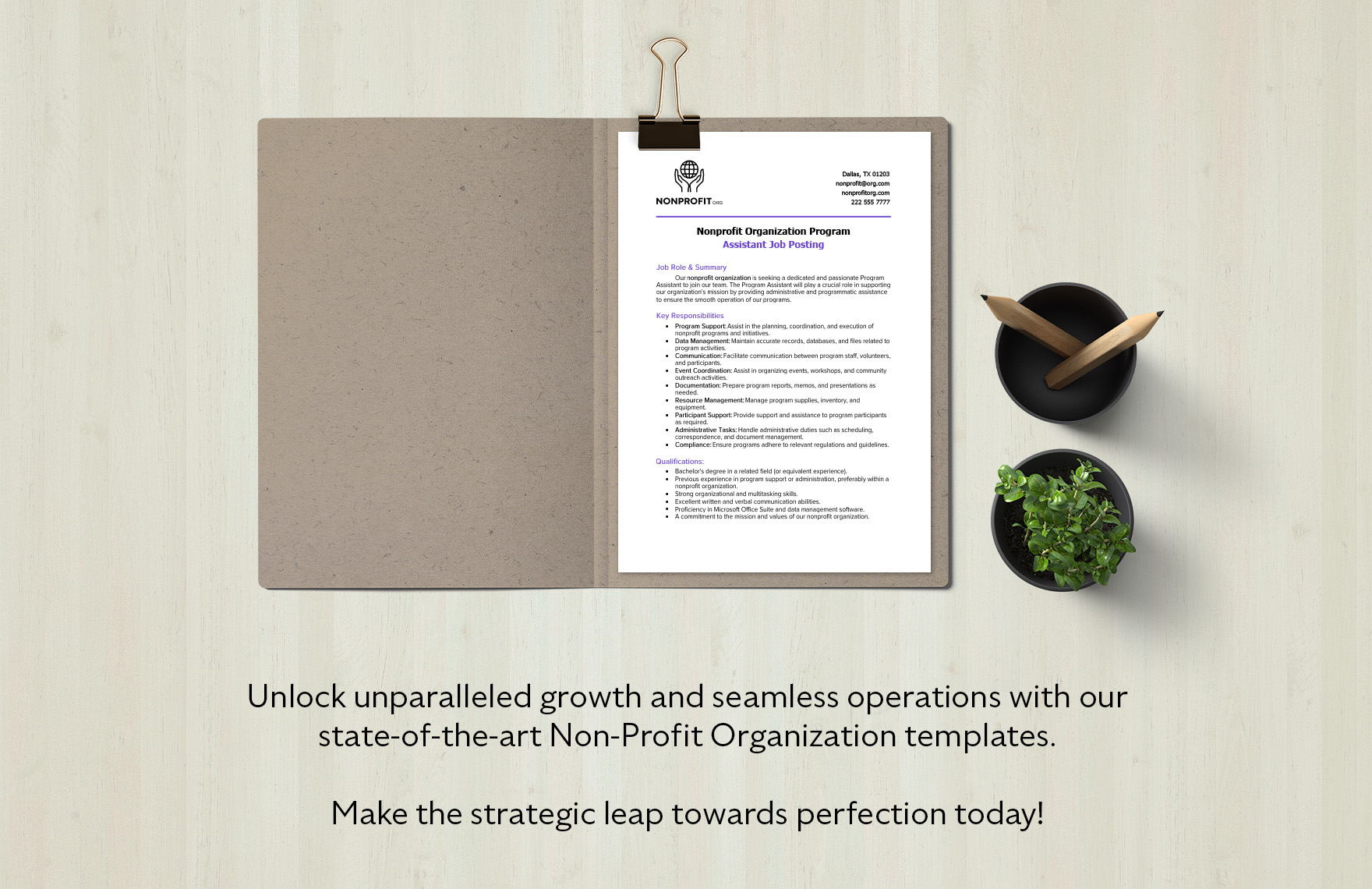 Nonprofit Organization Program Assistant Job Posting Template ...