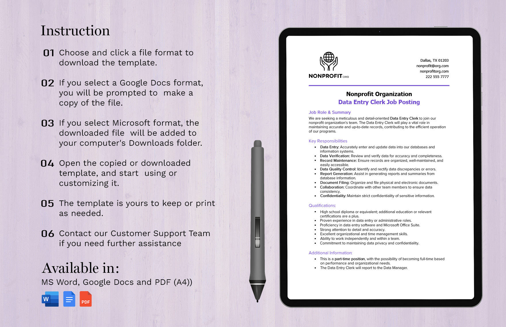 Nonprofit Organization Data Entry Clerk Job Posting Template - Download in Word, Google Docs ...