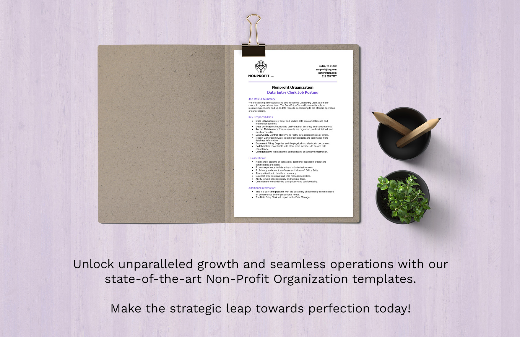 Nonprofit Organization Data Entry Clerk Job Posting Template - Download in Word, Google Docs ...