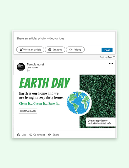 Free Earth Day LinkedIn Post Template - PSD | Template.net