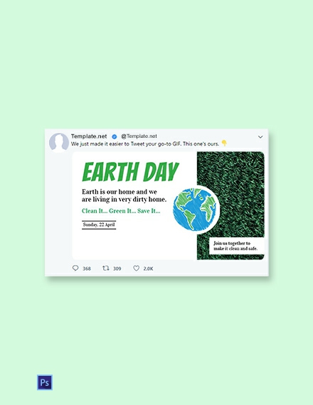 Free Earth Day Twitter Post Template