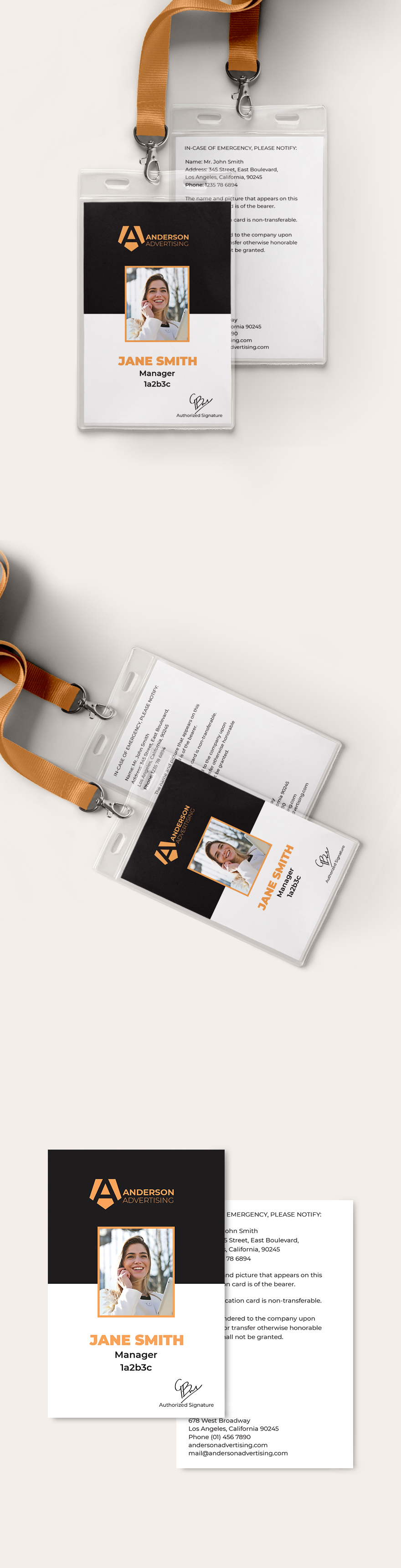 Free Simple Advertising Agency ID Card Template - Illustrator, Word ...